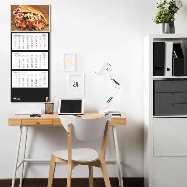 Kalendarz 2026 Ścienny Trójdzielny NIEDZIELE HANDLOWE KEBAB 01 (3A ...