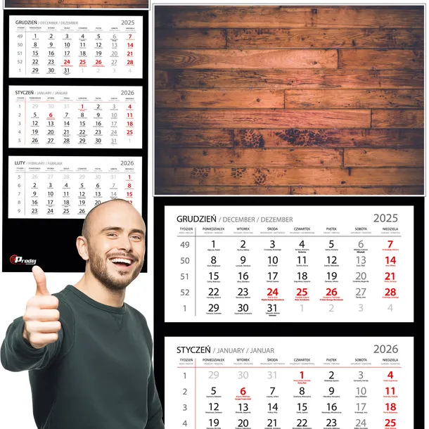 Kalendarz 2026 Ścienny Trójdzielny NIEDZIELE HANDLOWE WZÓR 06 (3A-05721 ...