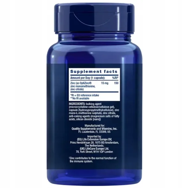 Cynk 15 mg Life Extension Wspiera Odporność i Funkcje Poznawcze 150 ...