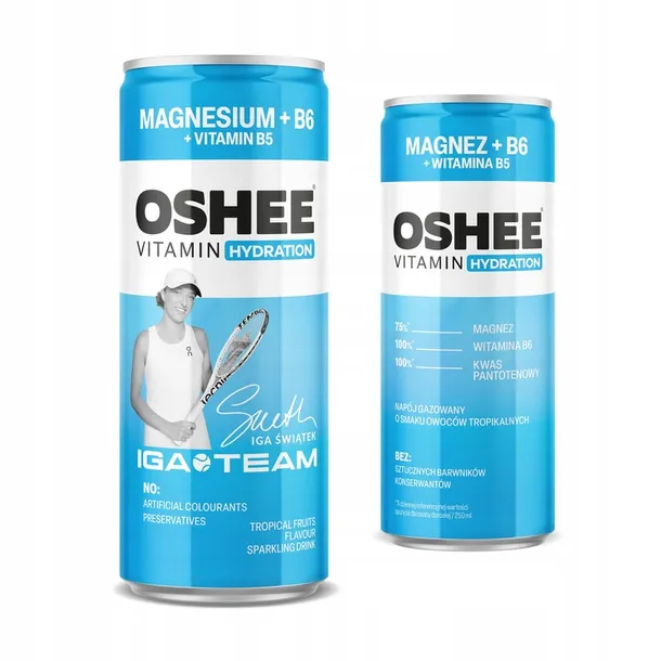 24x OSHEE Vitamin Hydration Magnez Napój gazowany owoce tropikalne 250 ...