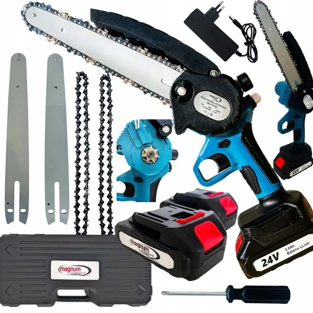 PIŁA ŁAŃCUCHOWA AKUMULATOROWA 8” 2 x AKU 21V PILARKA GAŁĘZIÓWKA ...