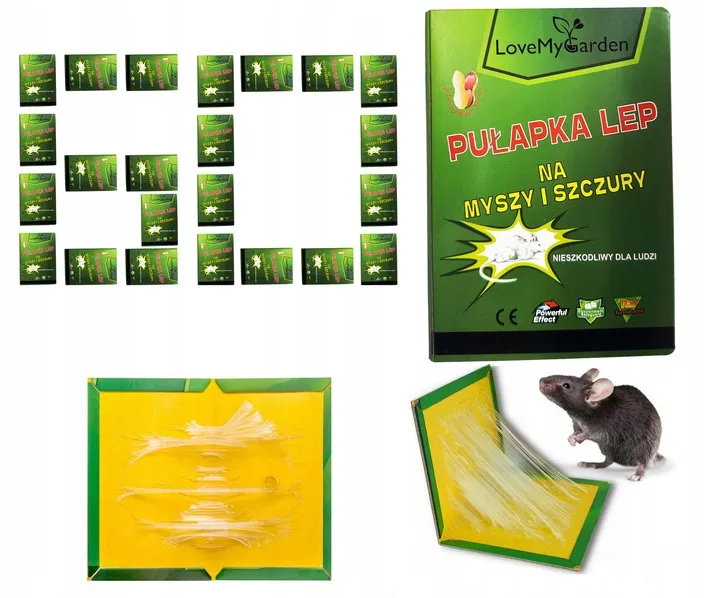 Zestaw 60 Lep na Myszy Szczury Myszołapka Mocna Łapka Lep Silny Klej ...