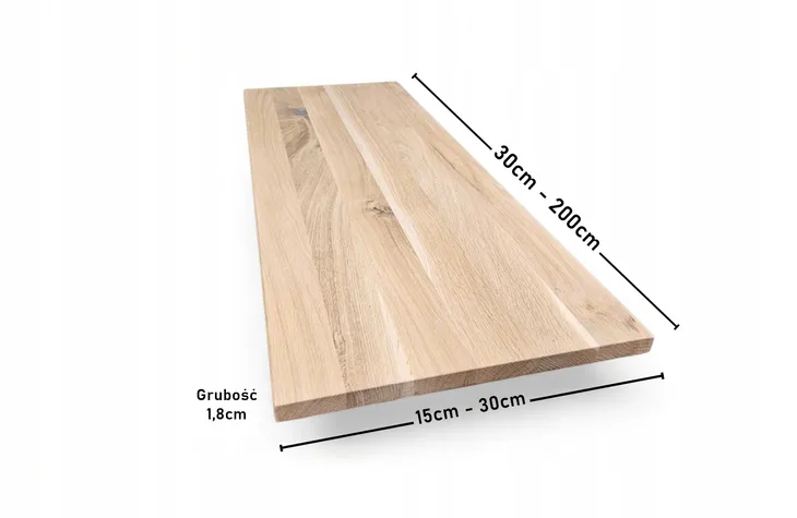Parapet Drewniany Dębowy surowy Wewnętrzny Na Wymiar DIY 50cm x 25cm x ...