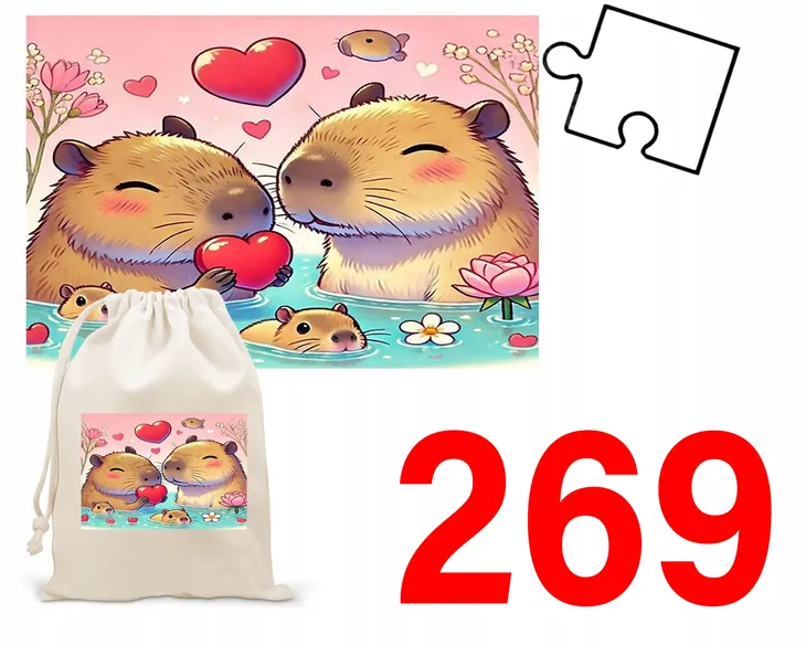 PUZZLE 96 EL. UKŁADANKA PREZENT KAPIBARA HIT GRYZONIE +WORECZEK Z ...