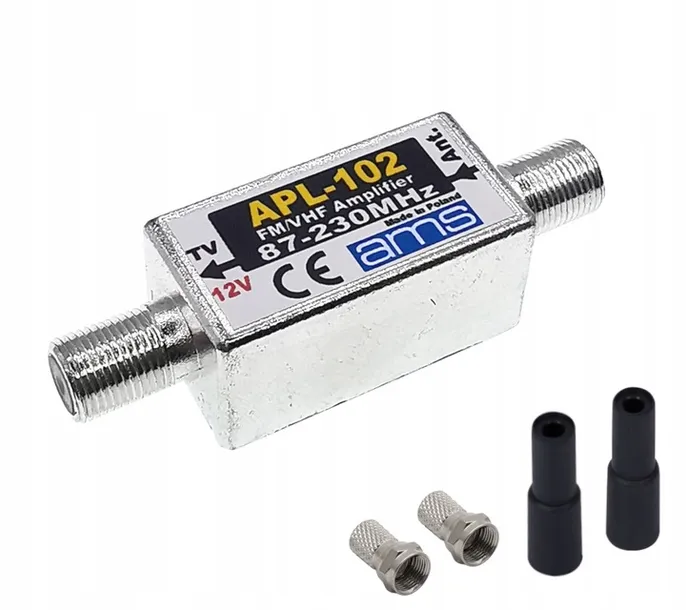 Wzmacniacz antenowy FM VHF zewnętrzny DAB+ DVB-T2 APL-102e 25 dB 12V ...