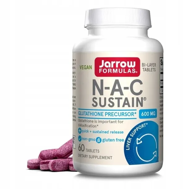 NAC Jarrow Formulas NAC Sustain Wsparcie Wątroby Antyoksydacja 60 ...