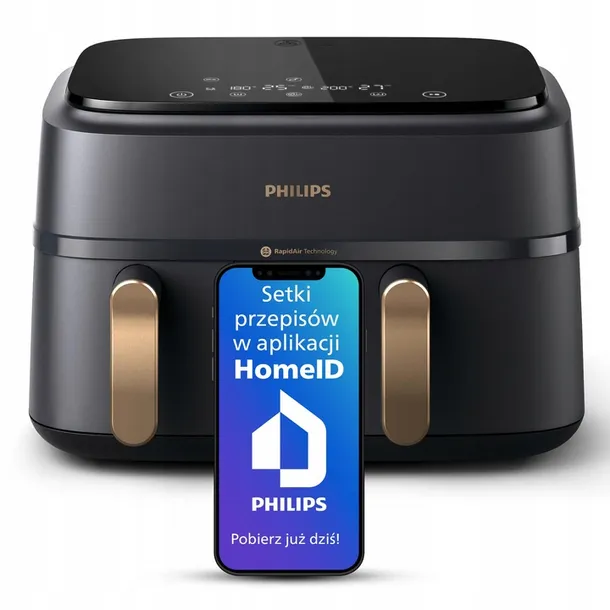 Frytkownica beztłuszczowa dwukomorowa Philips Ovi Airfryer 9l NA352/00 ...