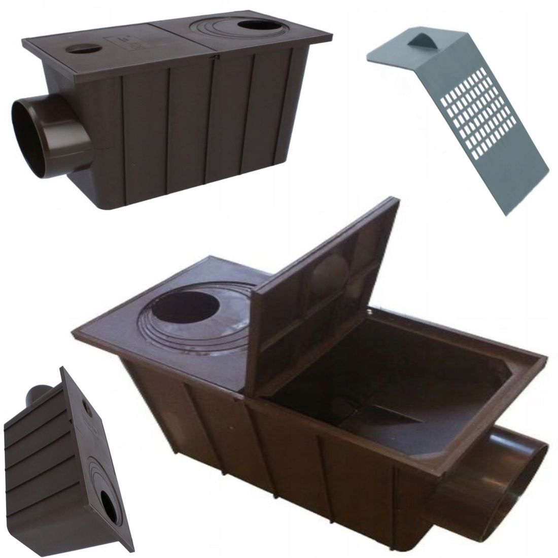 OSADNIK rynny BRĄZOWY CZYSZCZAK rynnowy BOCZNY - ERLI.pl